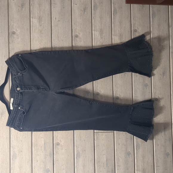 Anthropologie | Jeans | Bell Bottom Stud Pilcro Ruffle Jeans | Poshmark
